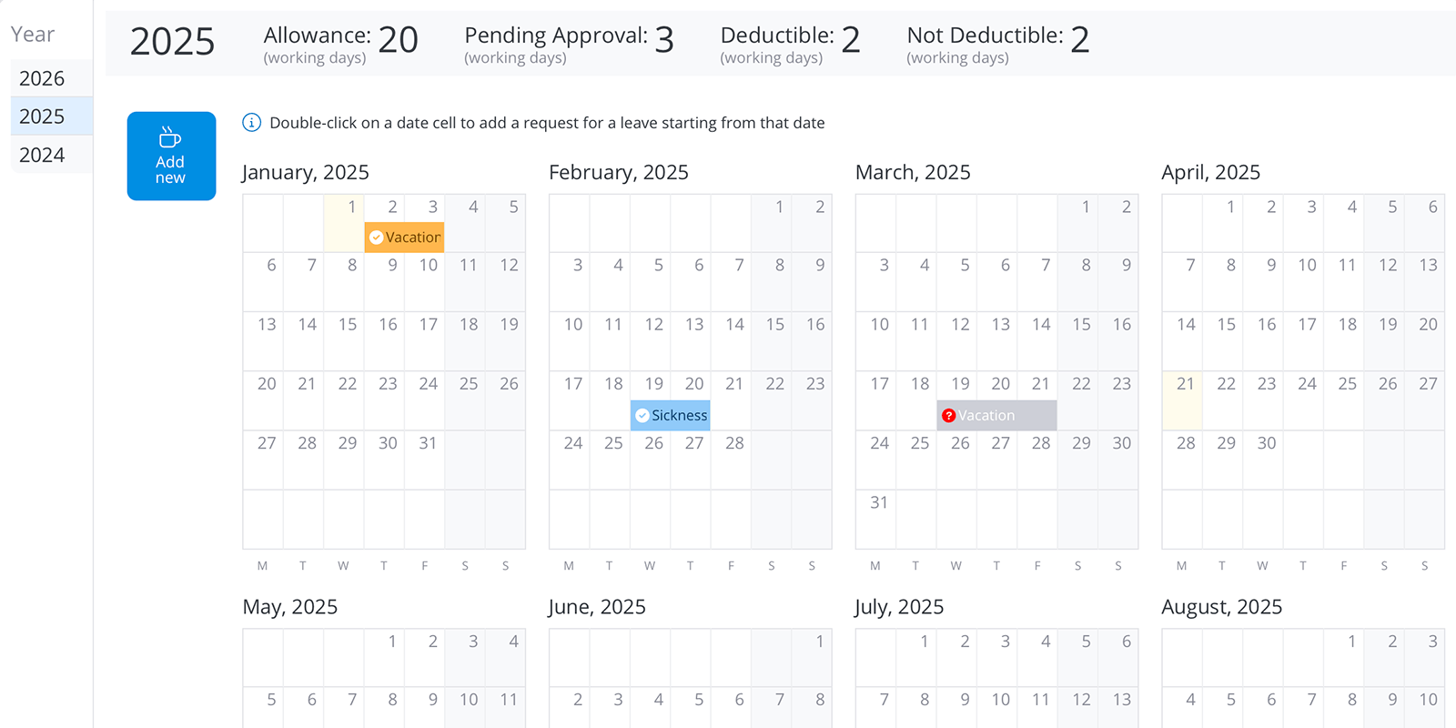 Personal and Company Leave Schedules
